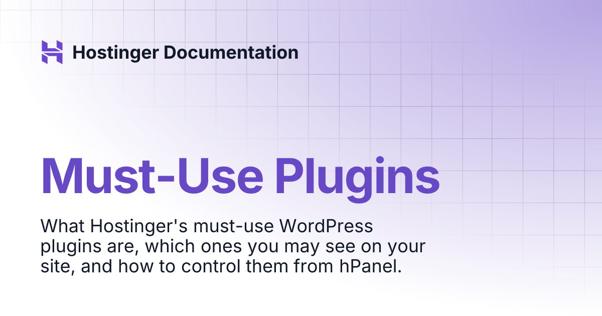Must-Use Plugins | Hostinger Documentation